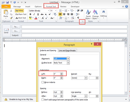 Setting Margins when Composing Email | Slipstick Systems